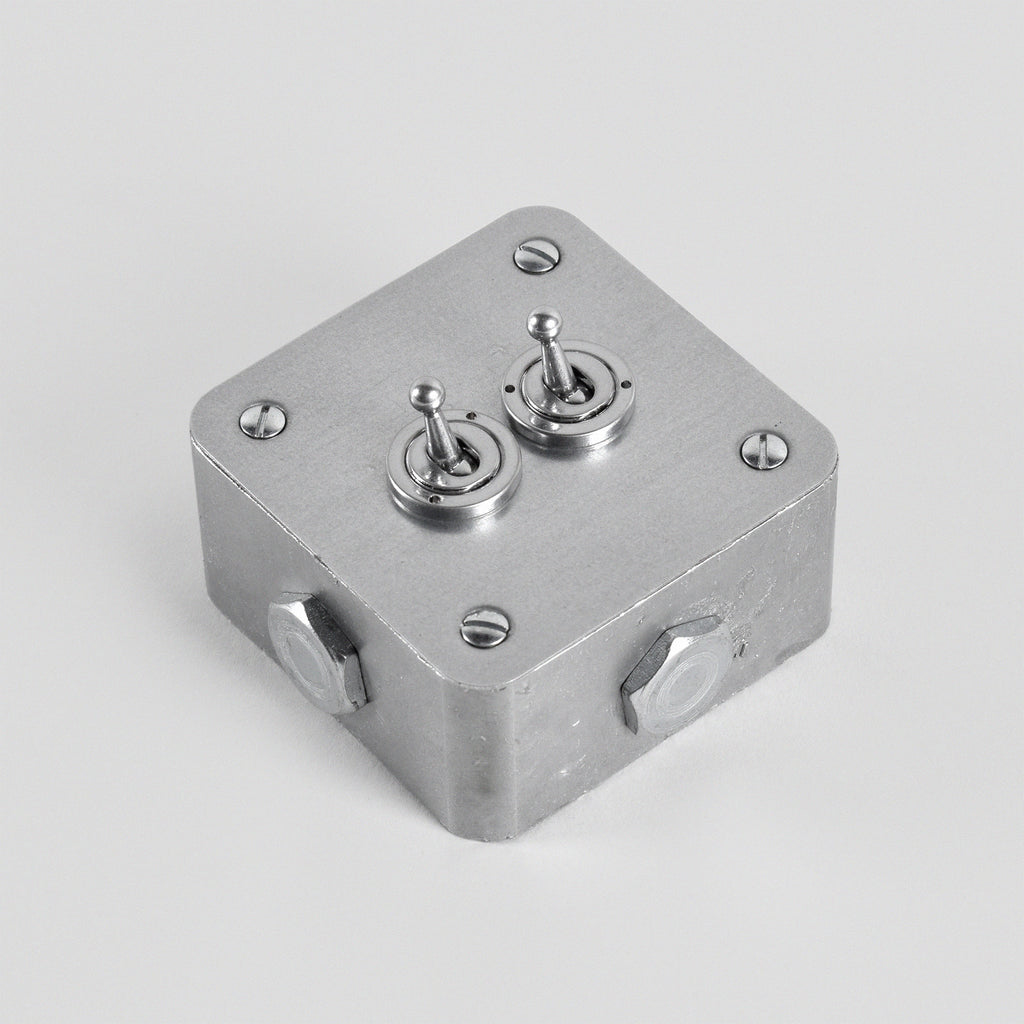 Galvanised 2 Gang Toggle Switch - 2 Way - C. Smith & Co
