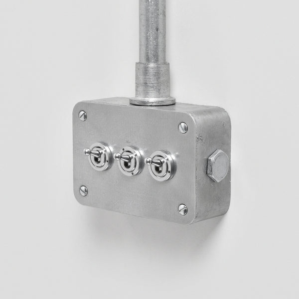 Galvanised 3 Gang Toggle Switch - 2 Way - C. Smith & Co